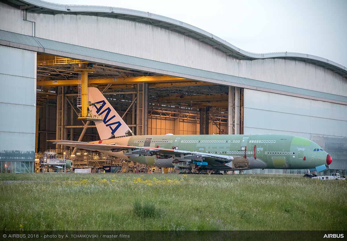 First ANA A380 rolls out of assembly hall - Payload Asia